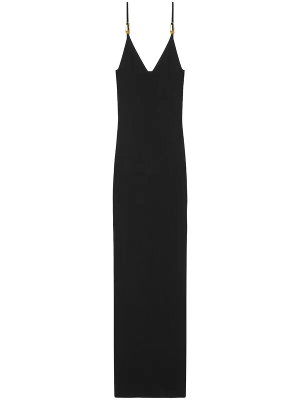 Versace Safety Pin Hardware V-neck Sleeveless Dress - Nero