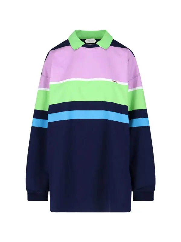 Versace Striped Cotton Polo Shirt