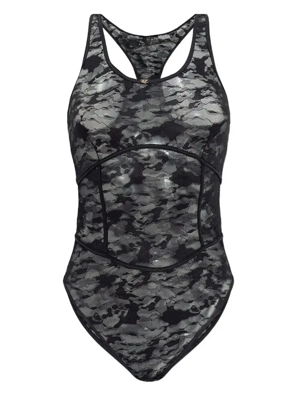 DIESEL® Crew Neck Bodysuit With Oval D Logo - Nero