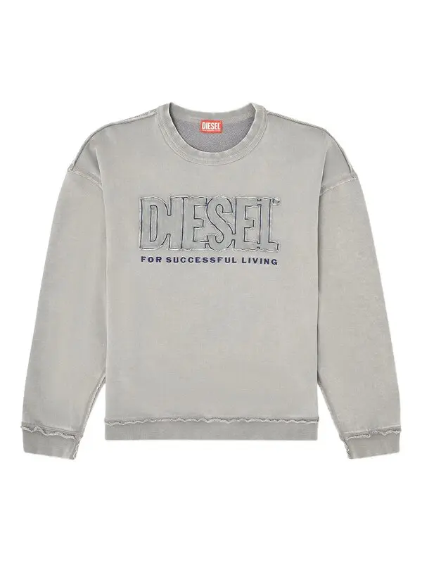 DIESEL® Relaxed Fit Crew Neck Sweatshirt With Appliqué And Embroidered Details