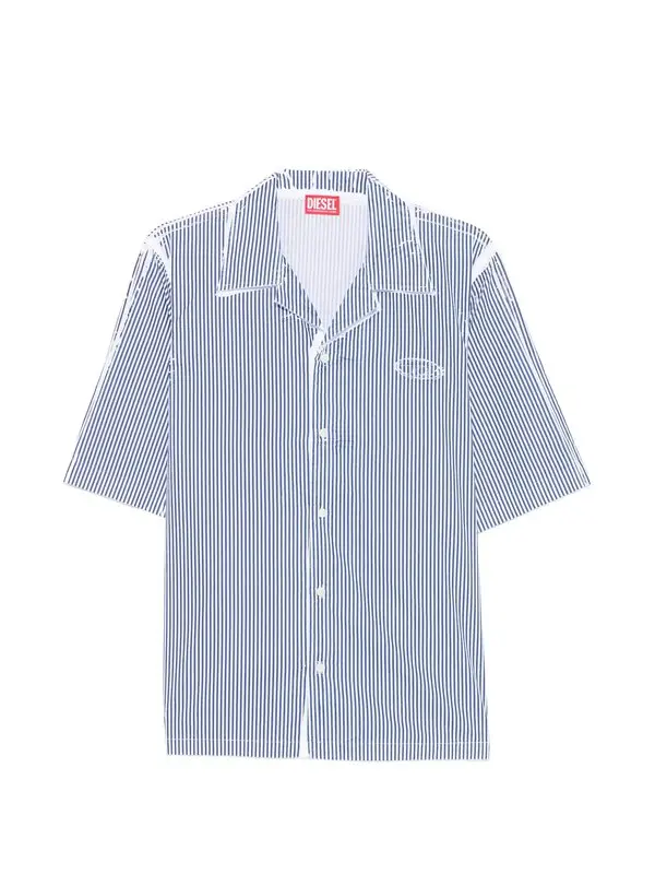 DIESEL® Spread Collar Short-sleeve Shirt With Embroidered Chest Logo