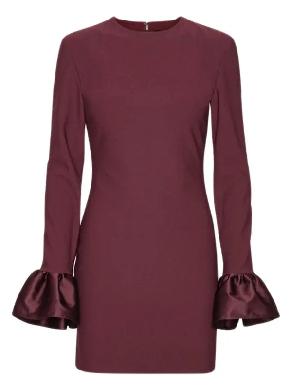 ROTATE BY BIRGER CHRISTENSEN Back Zip Long Sleeve Dress With Flared Cuffs - Rosso