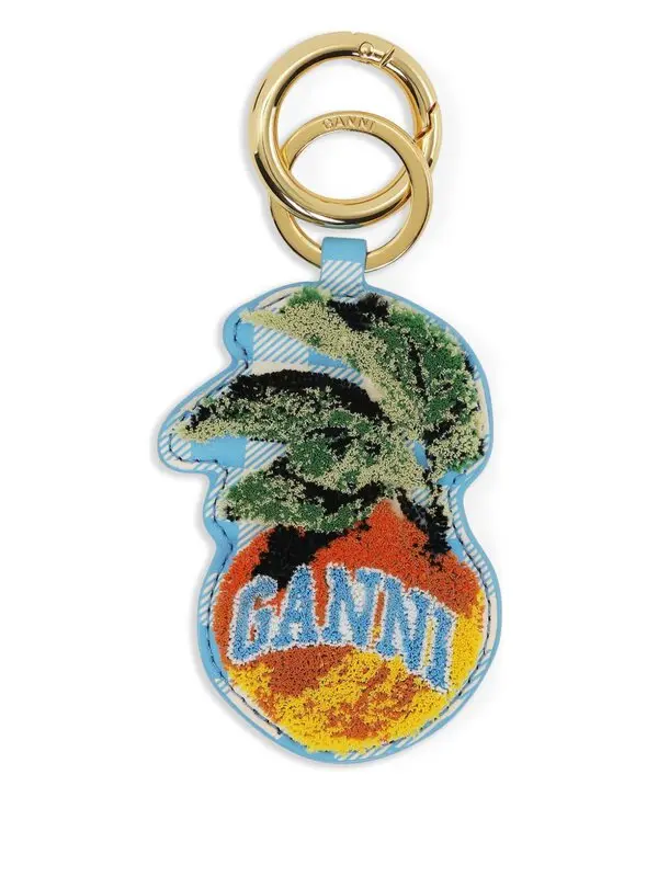 GANNI Gold-tone Keyring And Clasp With Logo, W 6 X H 15 X D 0.3 Cm - Azzurro