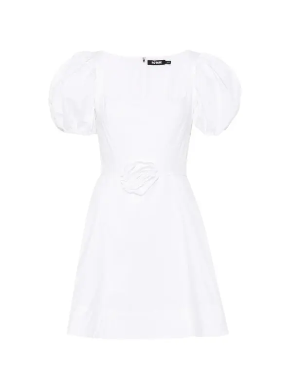 ROTATE BY BIRGER CHRISTENSEN Puff Sleeve Square Neck Mini Dress - Bianco