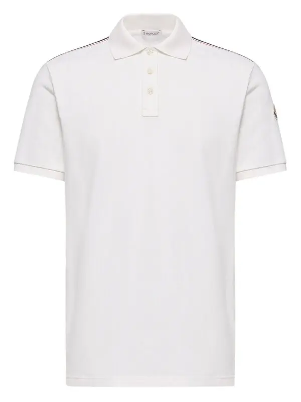Moncler Cotton Polo Shirt With Tricolor Trim And Logo Patch
