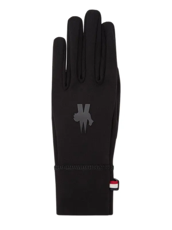 Moncler Technical Nylon Activewear Gloves With Anti-slip Palm And Buckle Closure - Nero