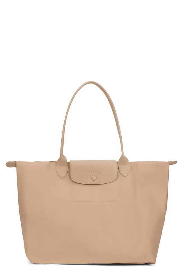 Longchamp Long-handle Nylon Tote Bag With Minimalist Design