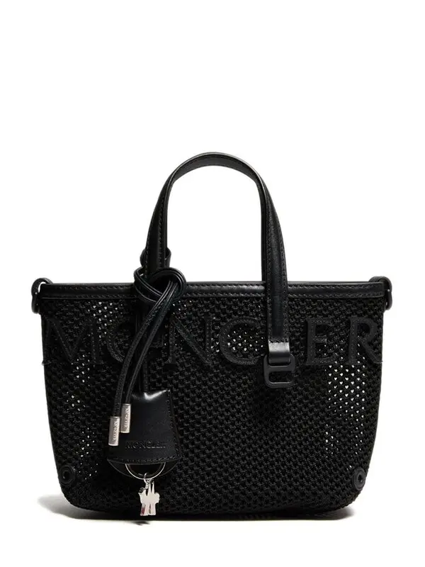 Moncler Mini Mesh & Leather Handbag With Adjustable Strap
