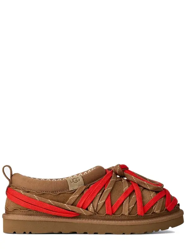 UGG Suede Sandals With Dual-lace System And Cushioned Footbed - Marrone