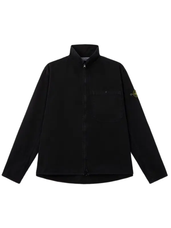 Stone Island Zip-up Cotton Jacket With Chest Pocket And Adjustable Cuffs