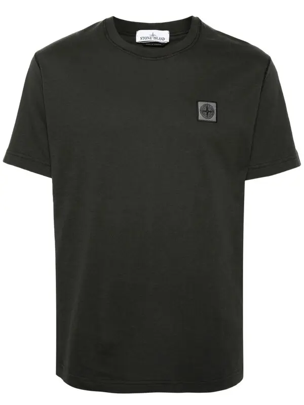 Stone Island Ribbed Crewneck T-shirt With Compass Logo Patch - Grigio