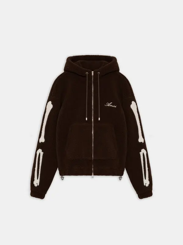 Amiri Bone Detail Zip-front Hooded Sweatshirt