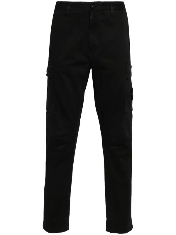 Stone Island Regular Fit Cotton-elastane Cargo Pants With Badge Detail