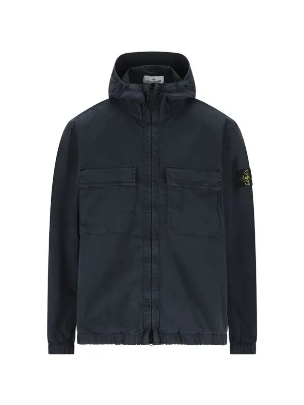 Stone Island Hooded Cotton-blend Jacket With Two-way Zip And Chest Pockets