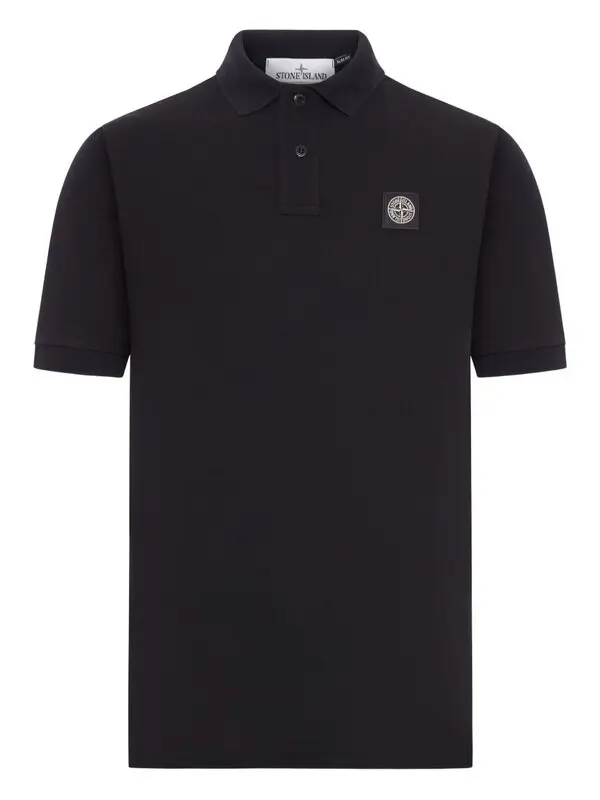 Stone Island Slim-fit Short-sleeve Polo Shirt With Compass Logo - Nero