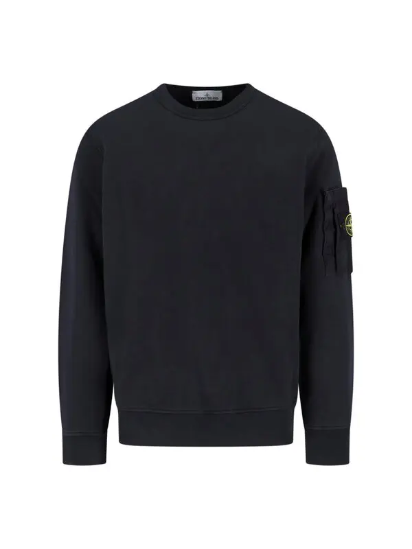 Stone Island Cotton Ripstop Patch Pocket Sweatshirt - Nero