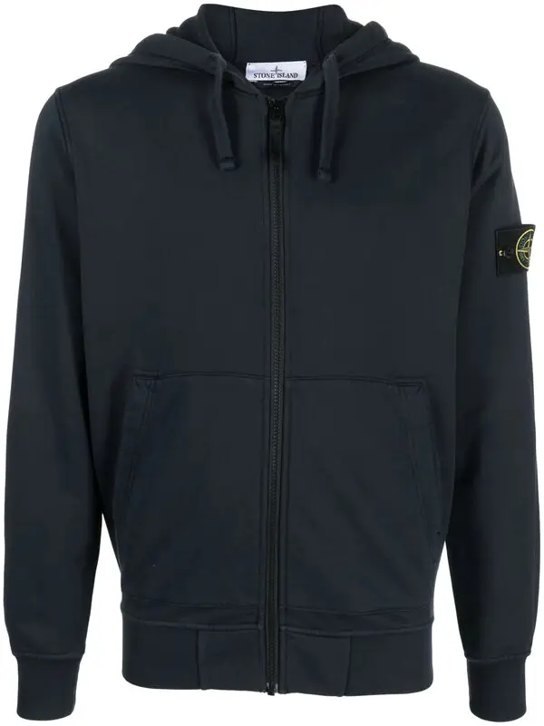 Stone Island Zip-up Cotton Hooded Jacket - Blu