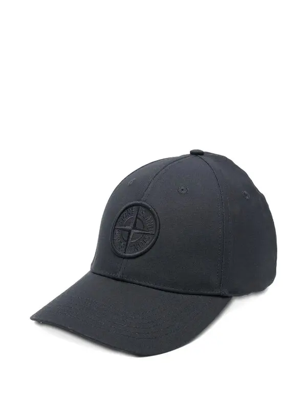 Stone Island Cotton Reps Baseball Cap With Raised Compass Logo - Blu