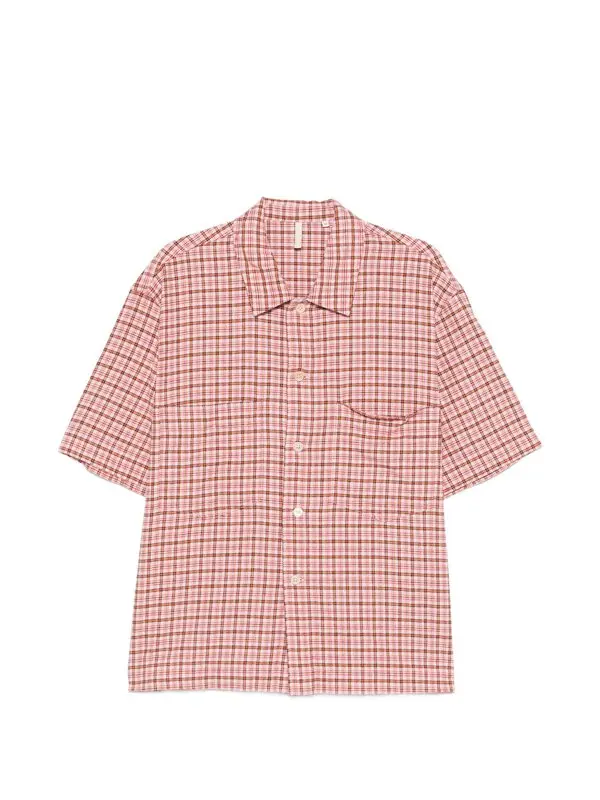 SUNFLOWER Loose-fit Cotton Short-sleeve Shirt With Mother-of-pearl Buttons - Rosa