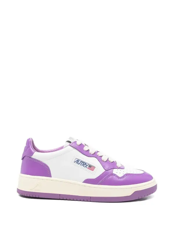 AUTRY Leather Sneakers With Perforated Toe And Logo Rubber Sole - Viola