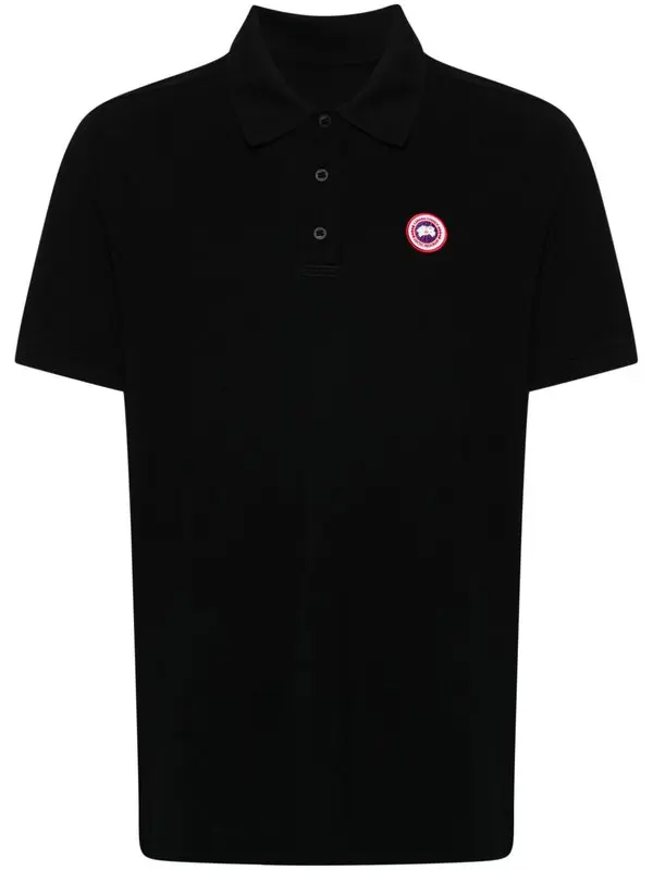 Canada Goose Rib-knit Collar Polo Shirt With Sleeve Cuffs And Side Slits - Nero