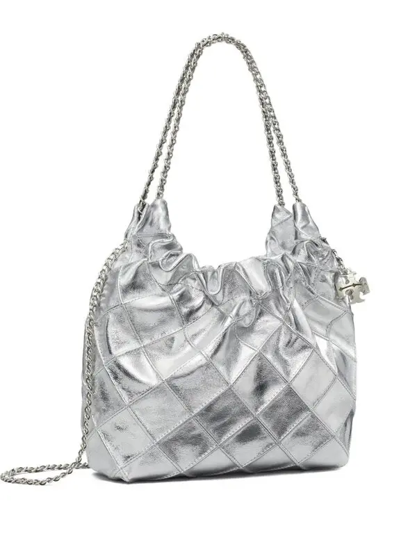 Tory Burch Crinkled Napa Leather Mini Chain-handle Bag - Argento