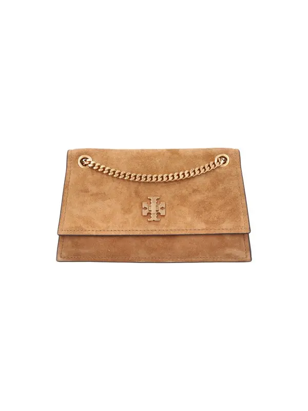 Tory Burch Bovine Suede Crossbody Bag With Gold Tone Chain Strap