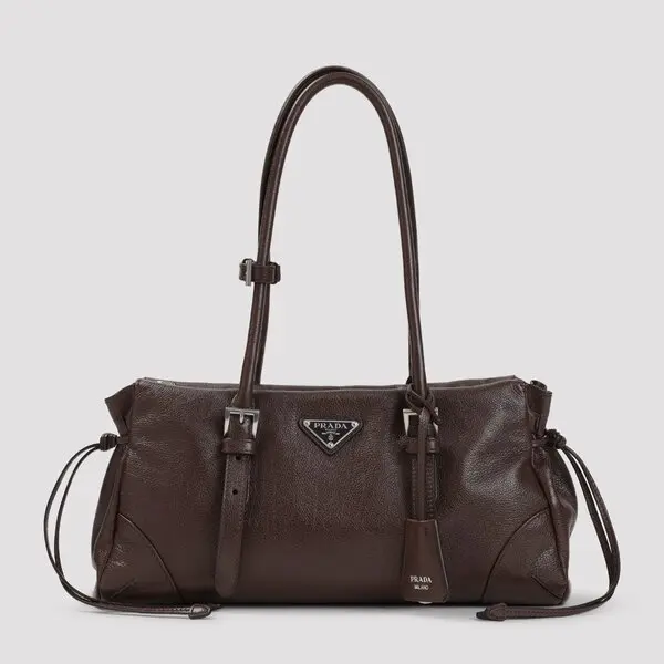 Prada 33cm X 15cm X 10cm Leather Shopping Handbag For - Brown