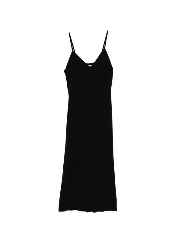 LISA YANG Spaghetti Strap Cashmere V-neck Dress - Nero