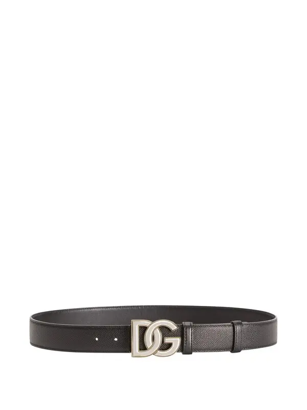 Dolce & Gabbana Calf Leather Belt With Crossed Dg Logo Buckle - Nero