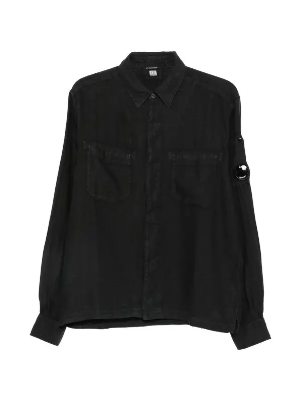 C.P. COMPANY Linen Long-sleeve Shirt With Snap Front Pockets & Lens Pocket