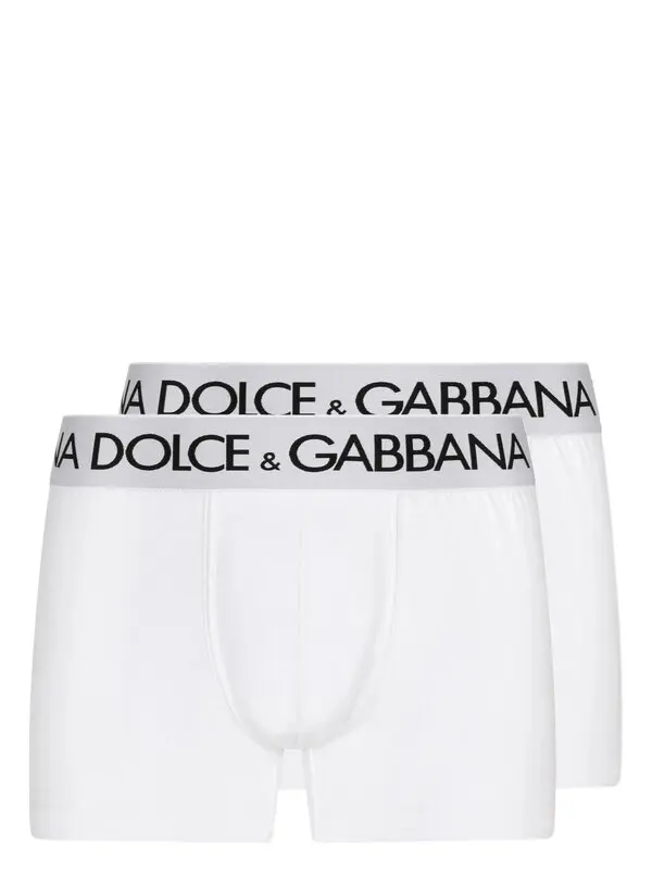 Dolce & Gabbana Two-pack Regular Boxers In Bi-elastic Cotton - Bianco