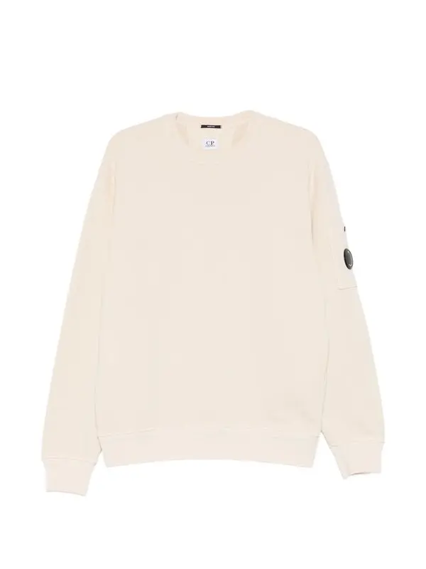 C.P. COMPANY Cotton Crewneck Sweatshirt With Magnifying-glass Pocket - Bianco
