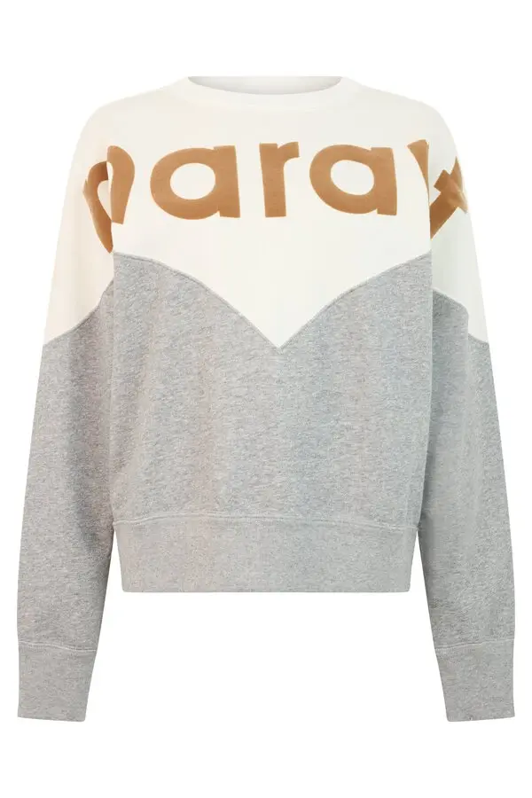 MARANT ETOILE Stylized Logo Text Pullover Sweater - Grey