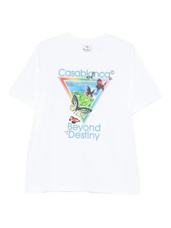 Casablanca Cotton Graphic Print T-shirt With Straight Hem - Bianco