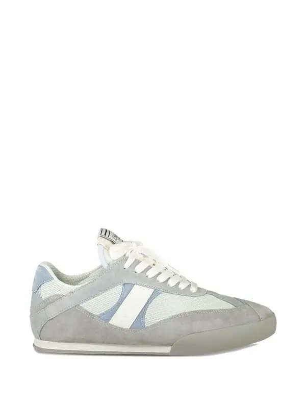 Chloé Lace-up Sneaker In Mesh, Smooth Calfskin & Suede With 2 Cm Heel - Grigio
