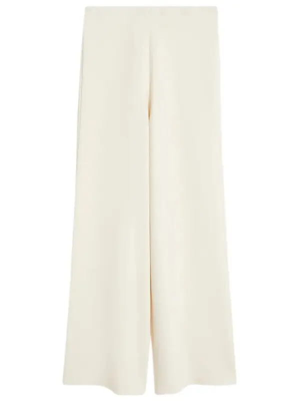Max Mara Straight-cut Trousers With Logo Elasticated Waist - Bianco