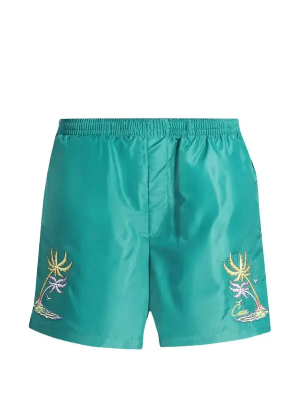 Casablanca Logo Lettering Elastic Waist Shorts With Pockets - Verde