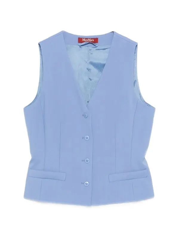 Max Mara Wool Crepe Satin Vest - Azzurro