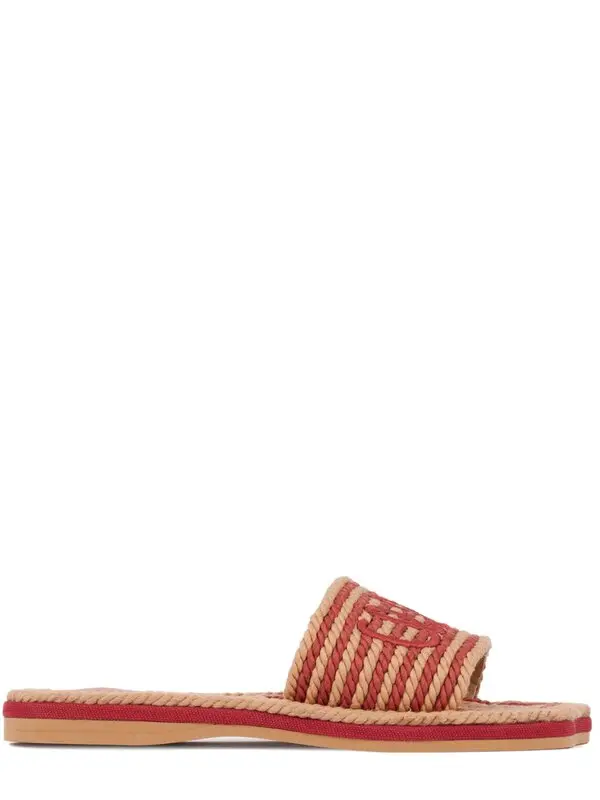 Chloé Embroidered Logo Flat Woven Rope Clogs For