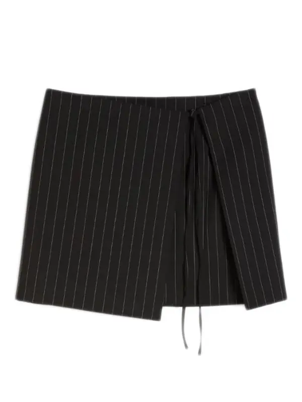 Sportmax Double-wrap Low-waist Mini Skirt With Snap And Tie Front Lining - Nero