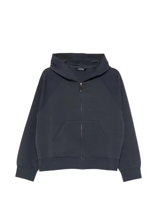 Max Mara Full-zip Hoodie With Embroidered Logo - Blu