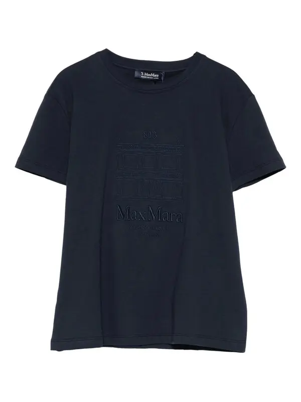Max Mara Embroidered Cotton Mini T-shirt - Blu