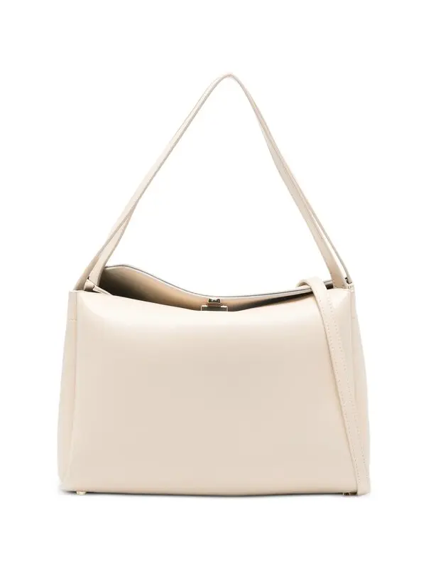 THEMOIRE 19cm X 29cm X 13cm Double-handle Leather Mini Shoulder Bag With Detachable Strap - Bianco