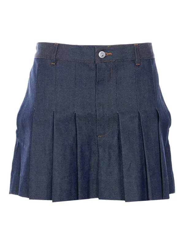 A.p.c. Pleated Panel Skirt With Side Pockets - Blu
