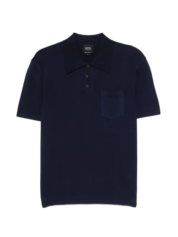 A.p.c. Cotton Short-sleeve Polo Shirt With Chest Pocket - Blu