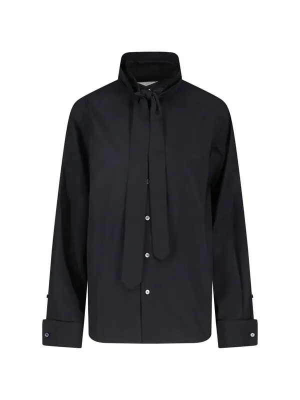 Sacai Tie Neck Button-up Shirt - Black