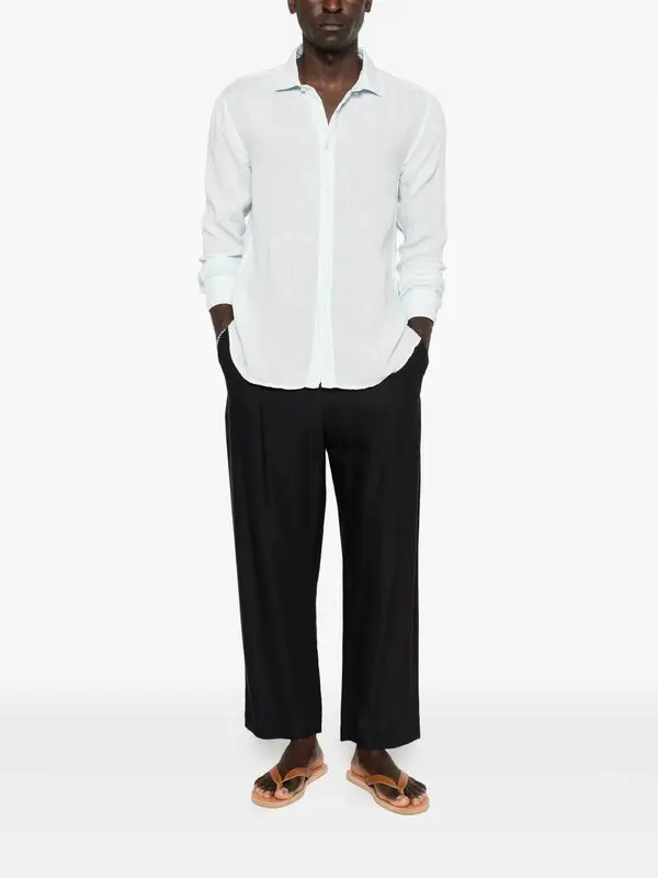 120% Lino Classic Collar Linen Shirt With Long Sleeves & Slim Fit