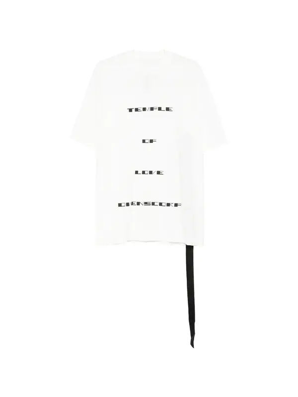 Rick Owens Cotton Crew Neck T-shirt With Front Print - Bianco