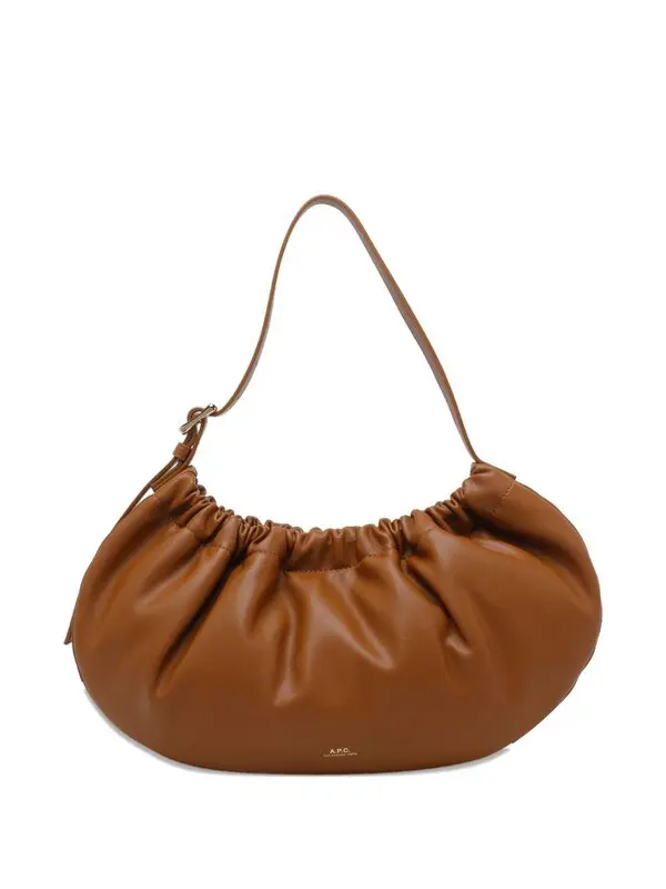 A.p.c. Mini Gathers Top-handle Shoulder Bag With Buckle & Gold-tone Hardware - Marrone